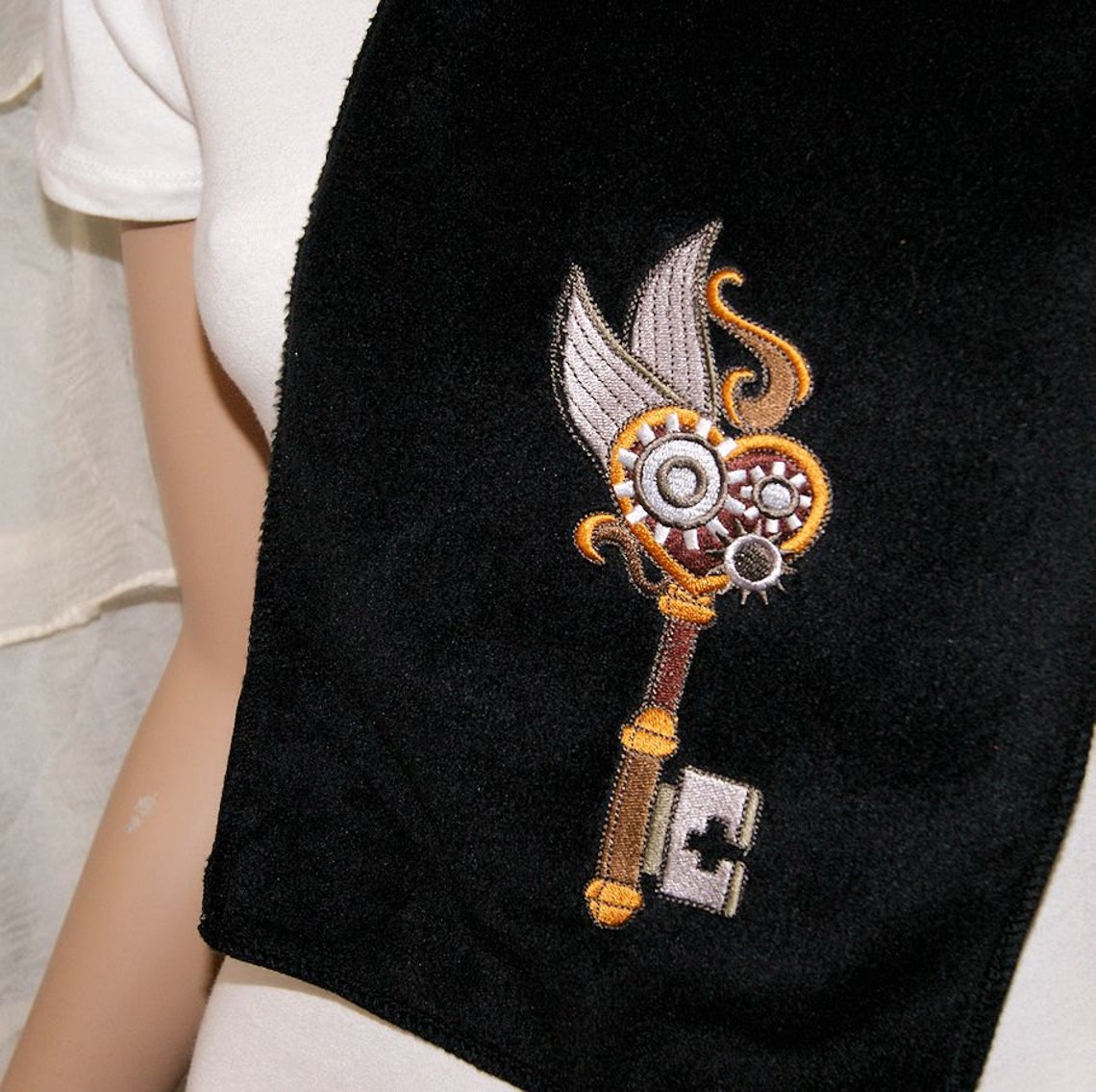 Flying Steampunk Skeleton Gear Key Embroidered Black Winter - Etsy