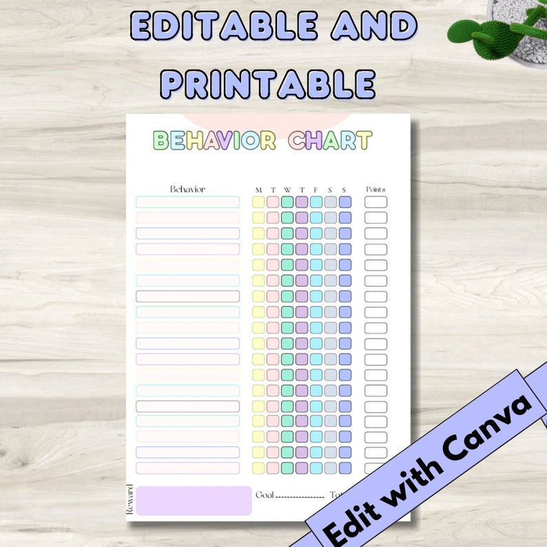 Behavior Tracker for Kids, Behavior Reward Chart, Good Behavior Chart ...