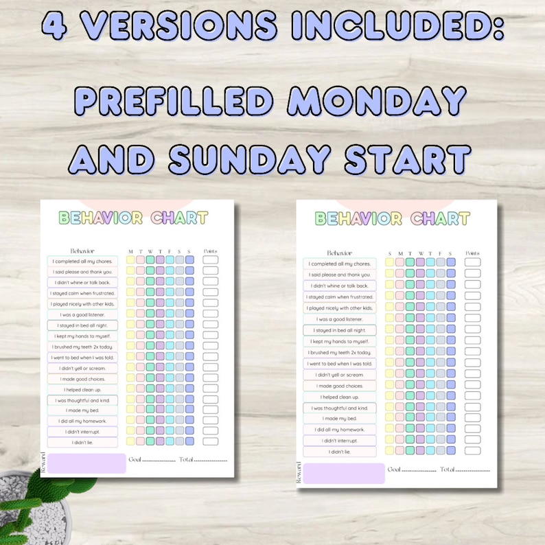 Behavior Tracker for Kids, Behavior Reward Chart, Good Behavior Chart ...