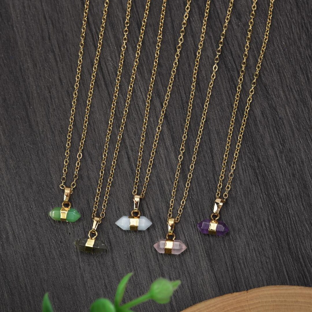 Elegant Natural Stone Pendant Necklace for Women, Amethyst Rose Quartz ...