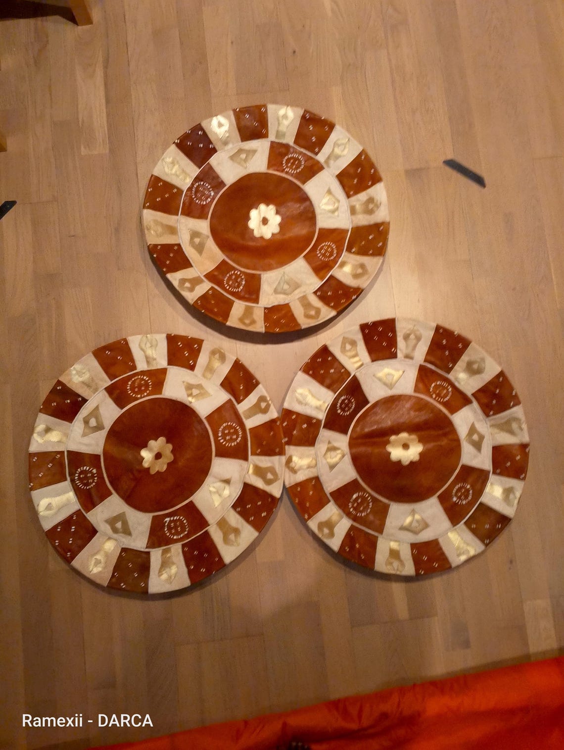 African Circular Leather Patchwork Rug - Etsy