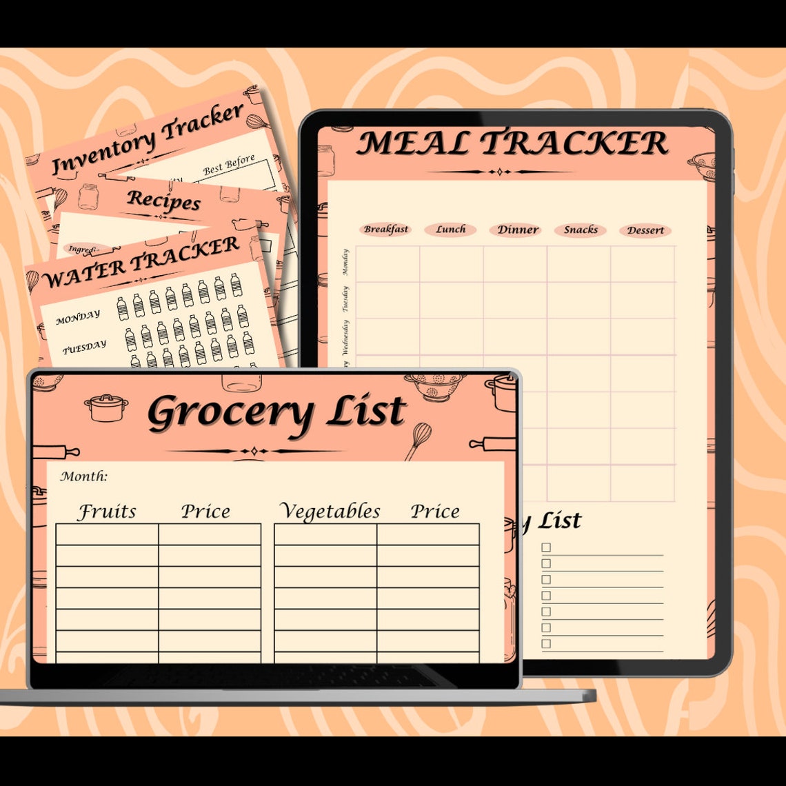 Weekly Meal Planner and Grocery List Template Printable Digital Meal ...