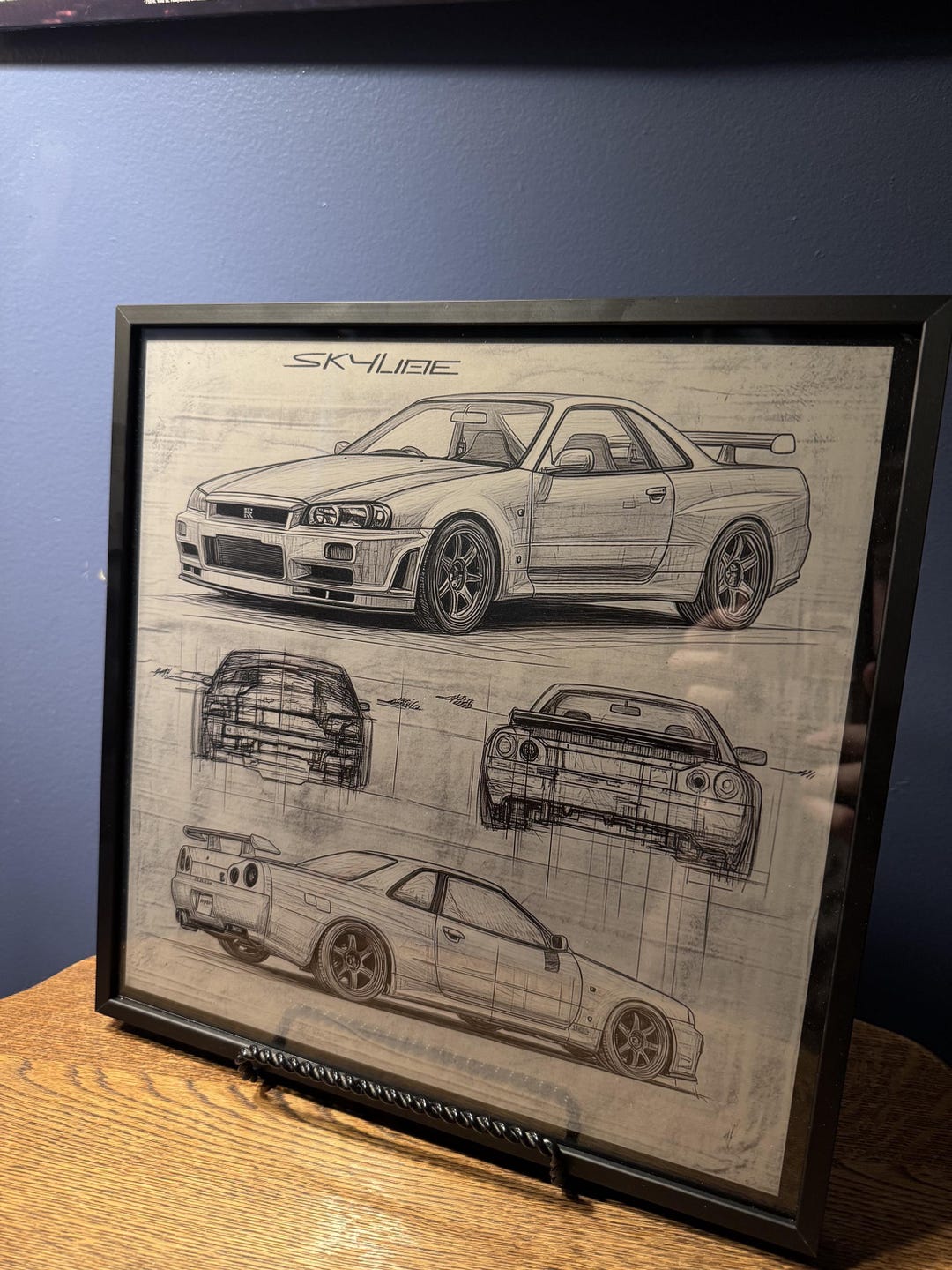 R34 Skyline GT-R Blueprint – Laser Engraved Aluminum Car Print | JDM ...