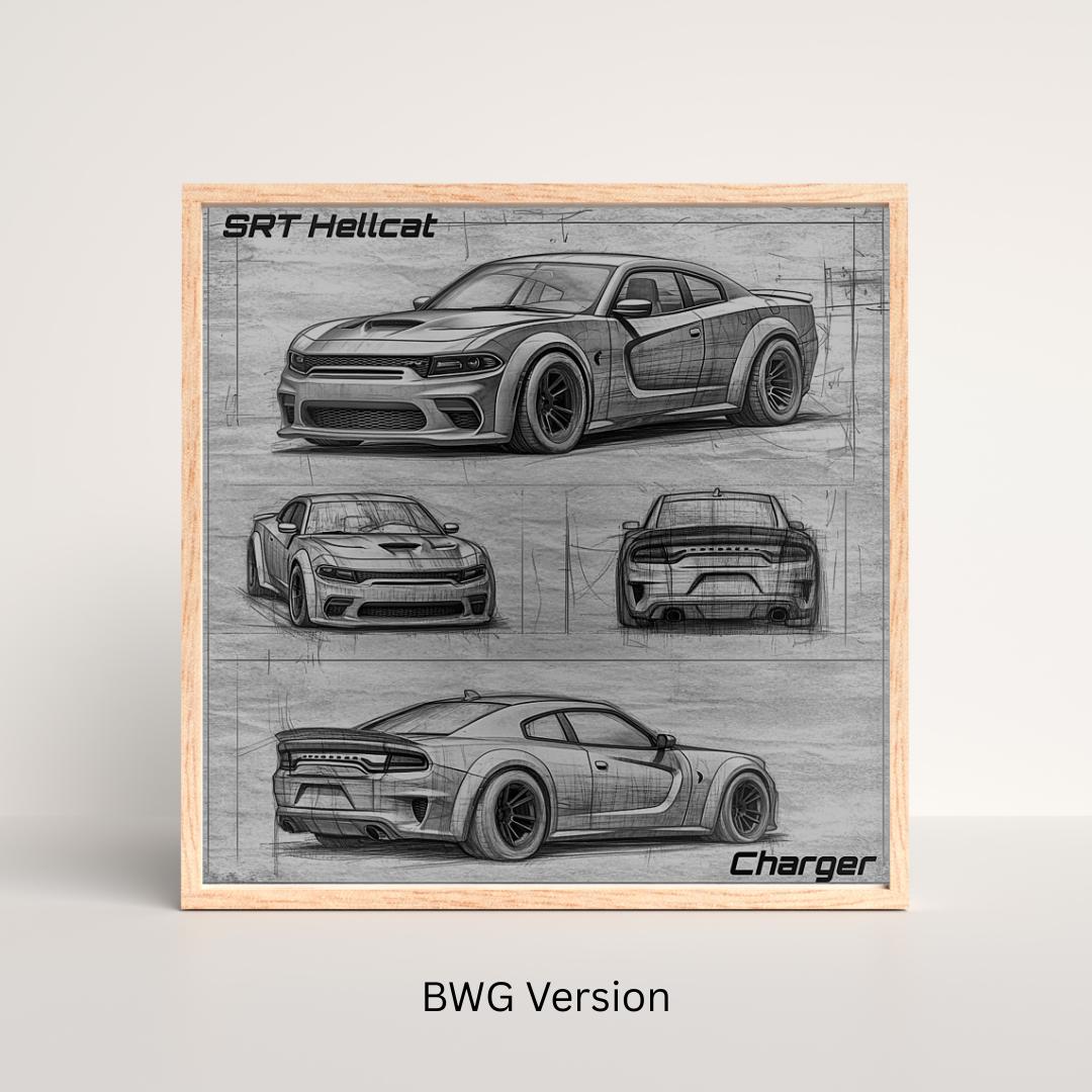 Dodge Charger SRT Hellcat Blueprint Digital Download - Printable Car ...