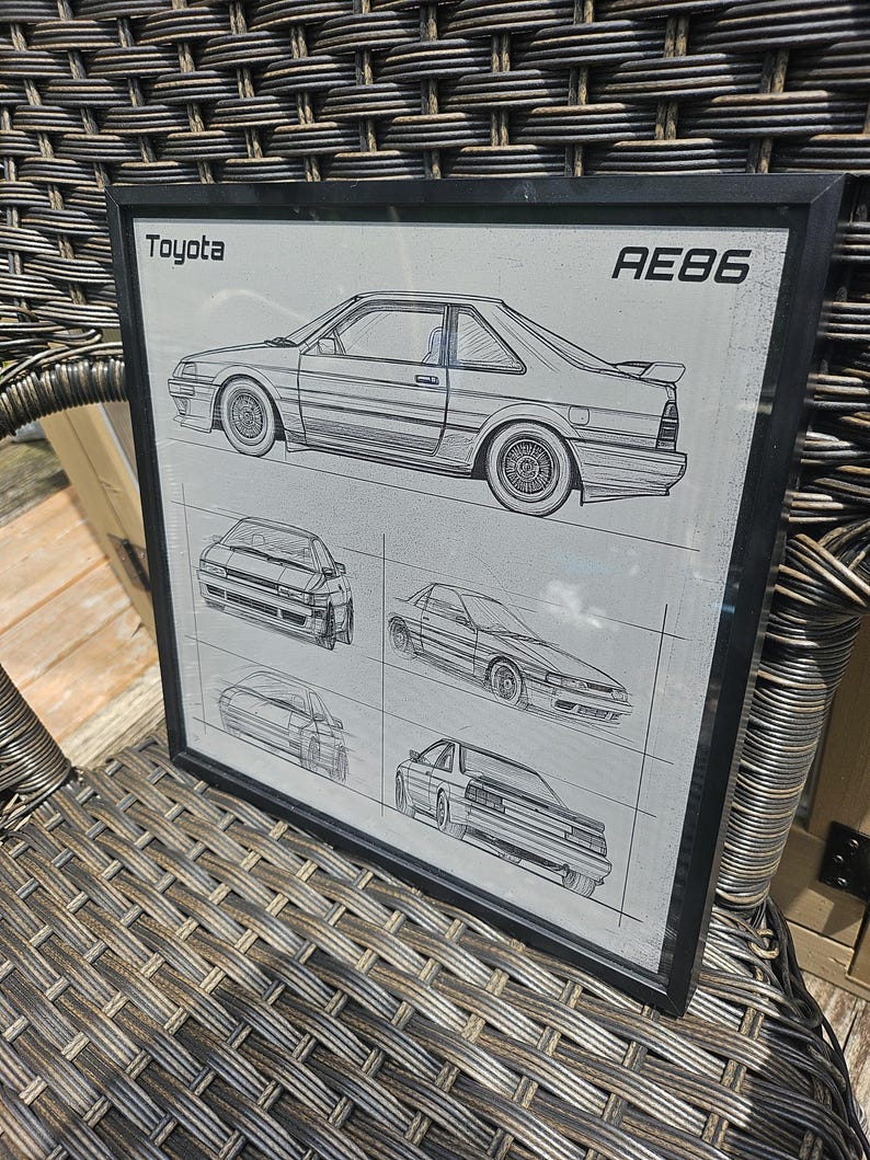 Toyota AE86 Trueno Blueprint – Laser Engraved Aluminum JDM Car Art ...