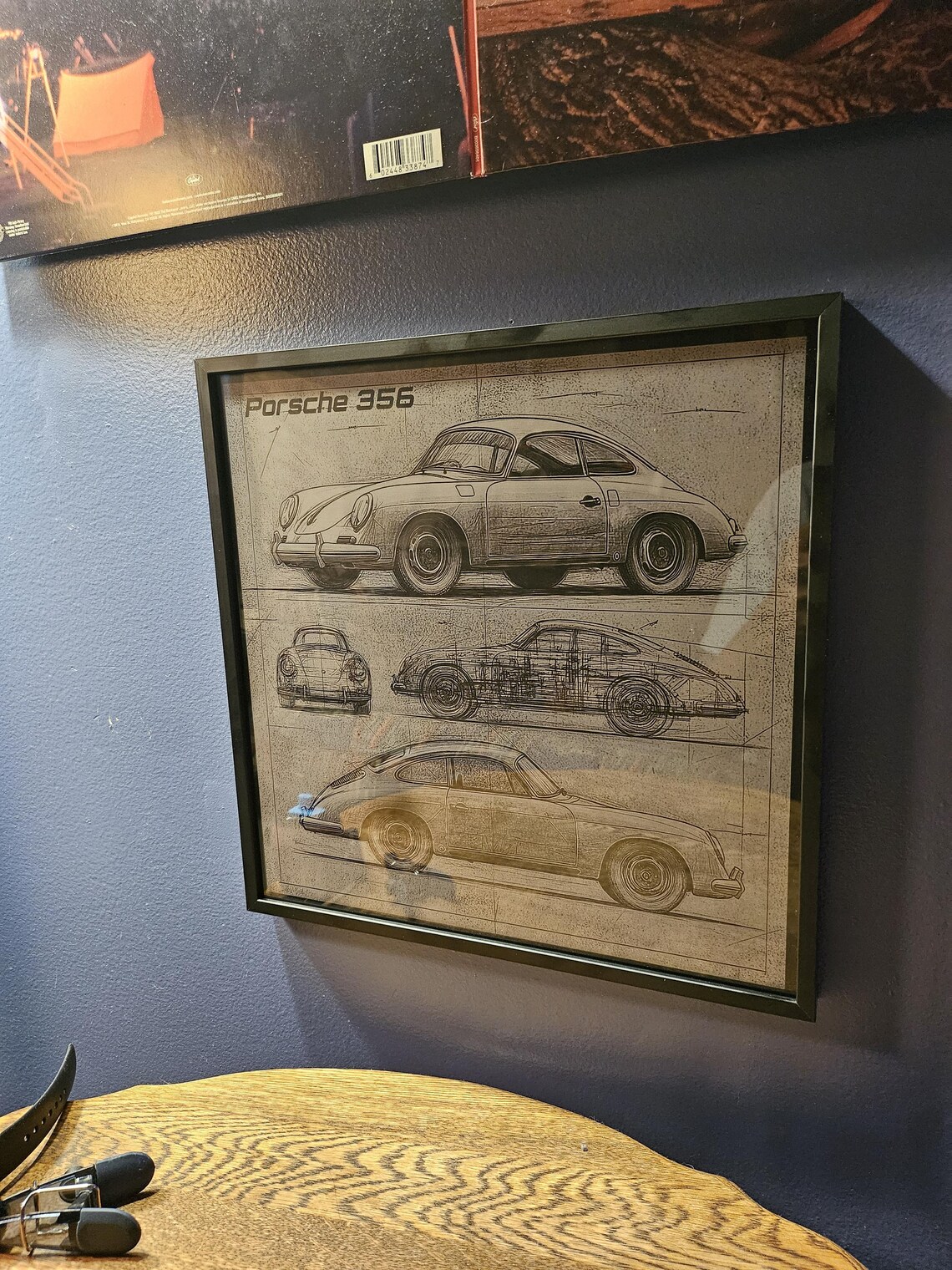 Porsche 356 Blueprint – Vintage Sports Car Laser Engraved Wall Art ...