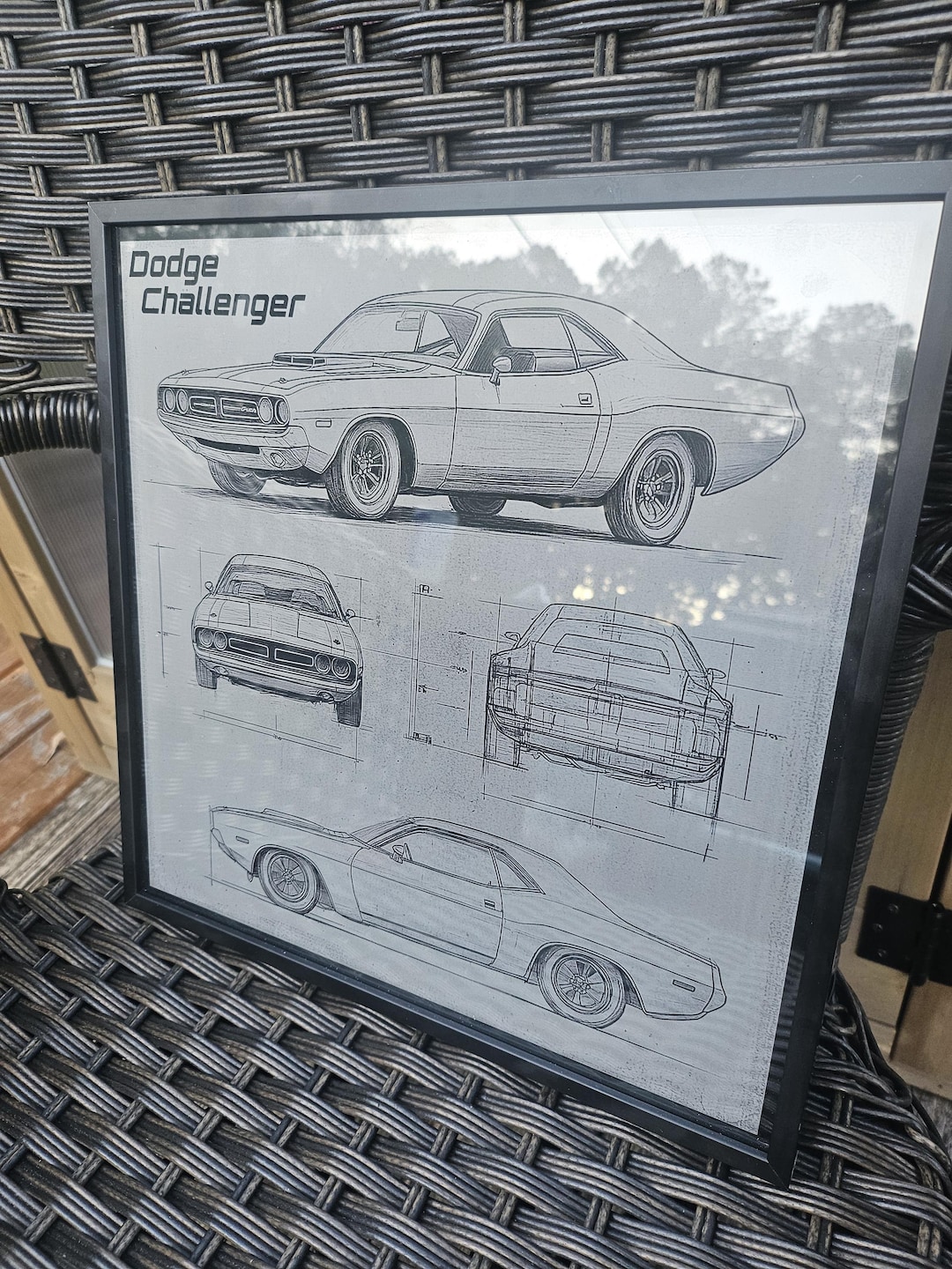 Dodge Challenger Blueprint – Laser Engraved Aluminum Muscle Car Art ...