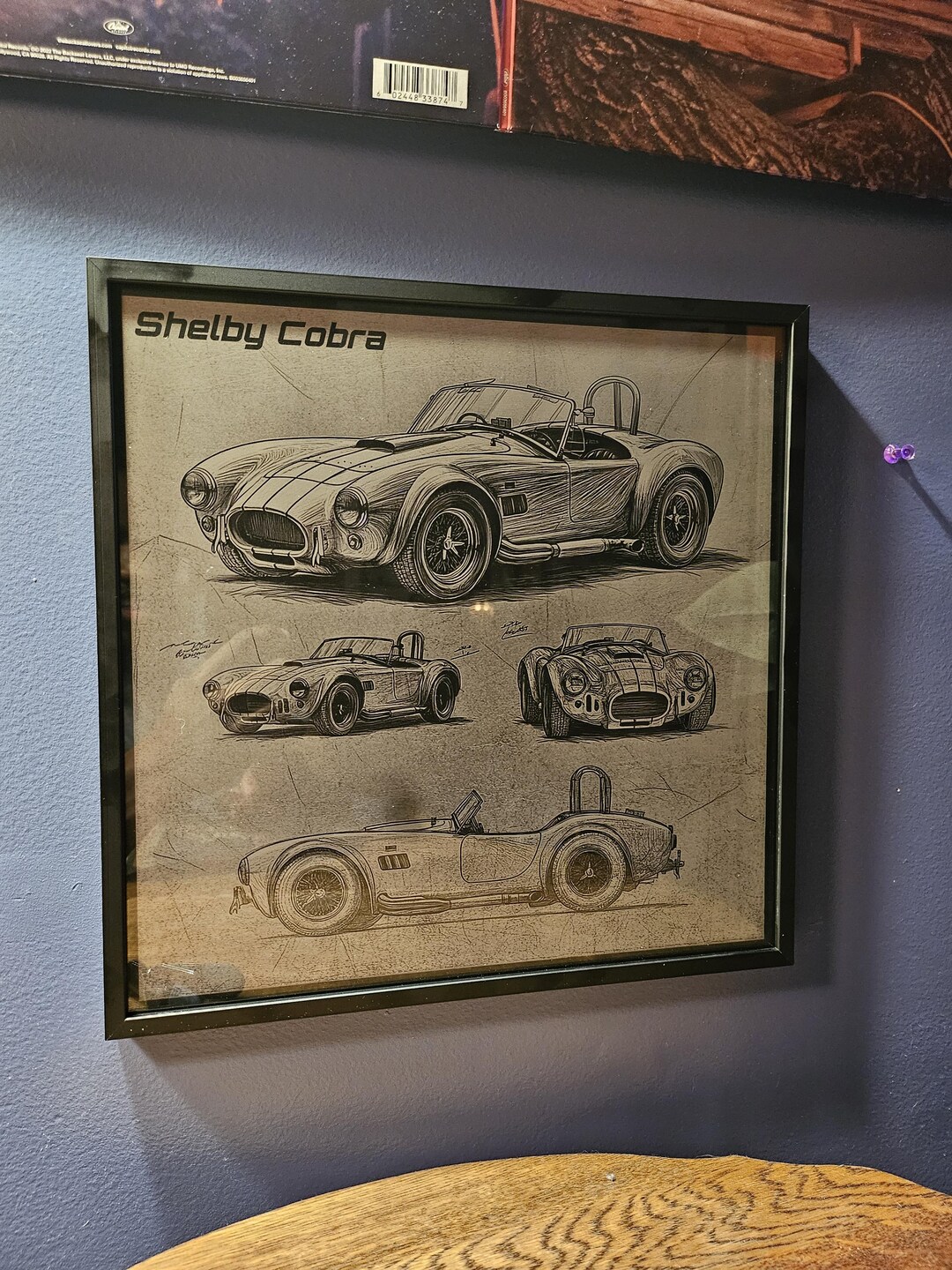 Shelby Cobra Blueprint – Laser Engraved Aluminum Classic Car Art ...