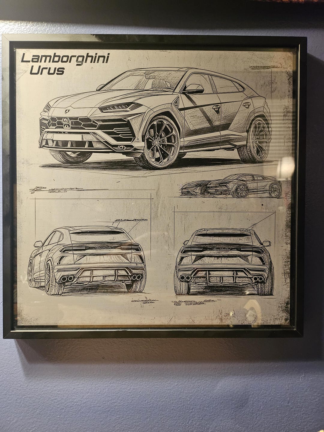 Lamborghini Urus Blueprint – Laser Engraved Aluminum SUV Art | Framed ...