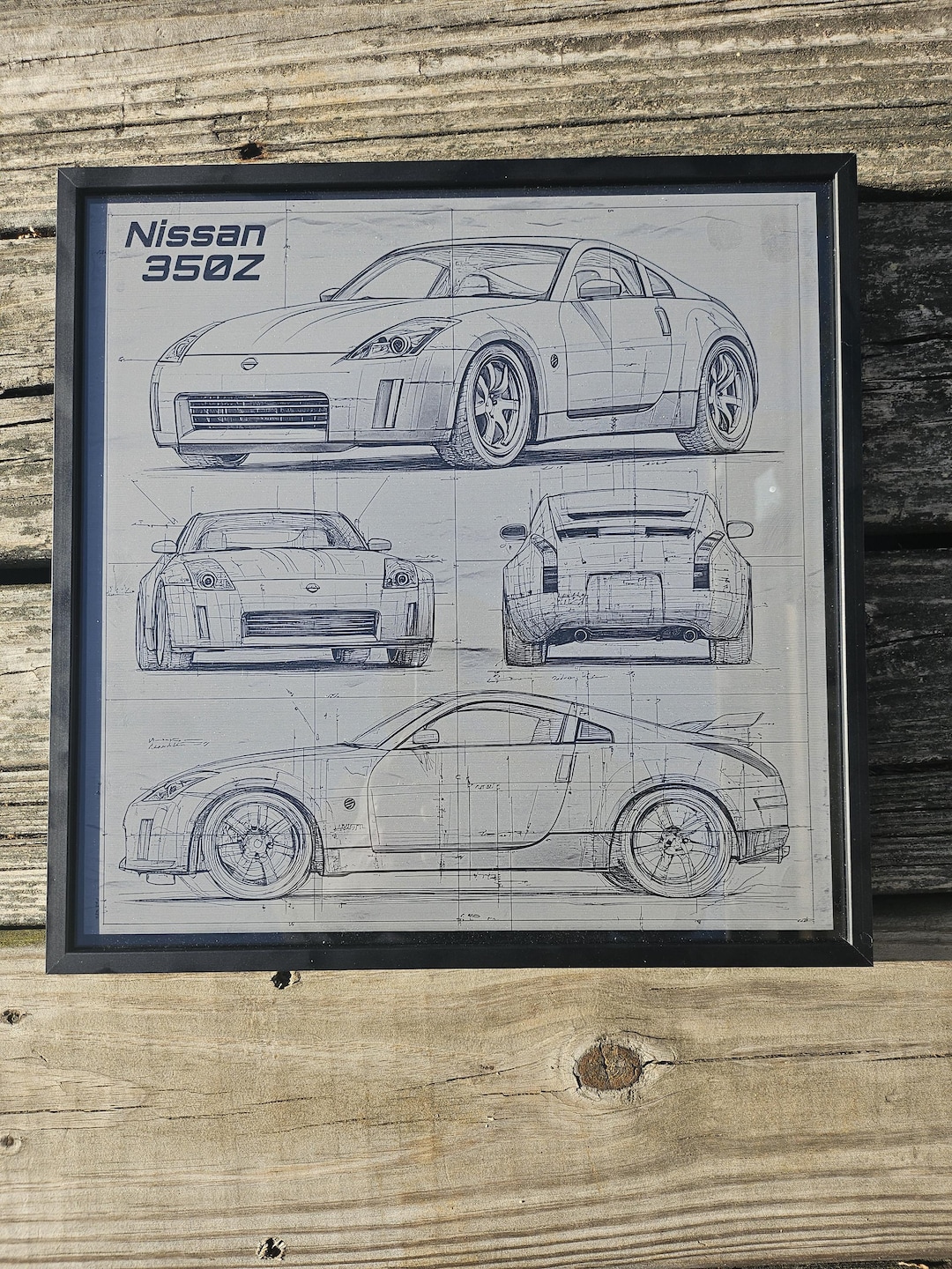 Nissan 350Z Blueprint – Laser Engraved Aluminum Car Art | JDM Wall ...