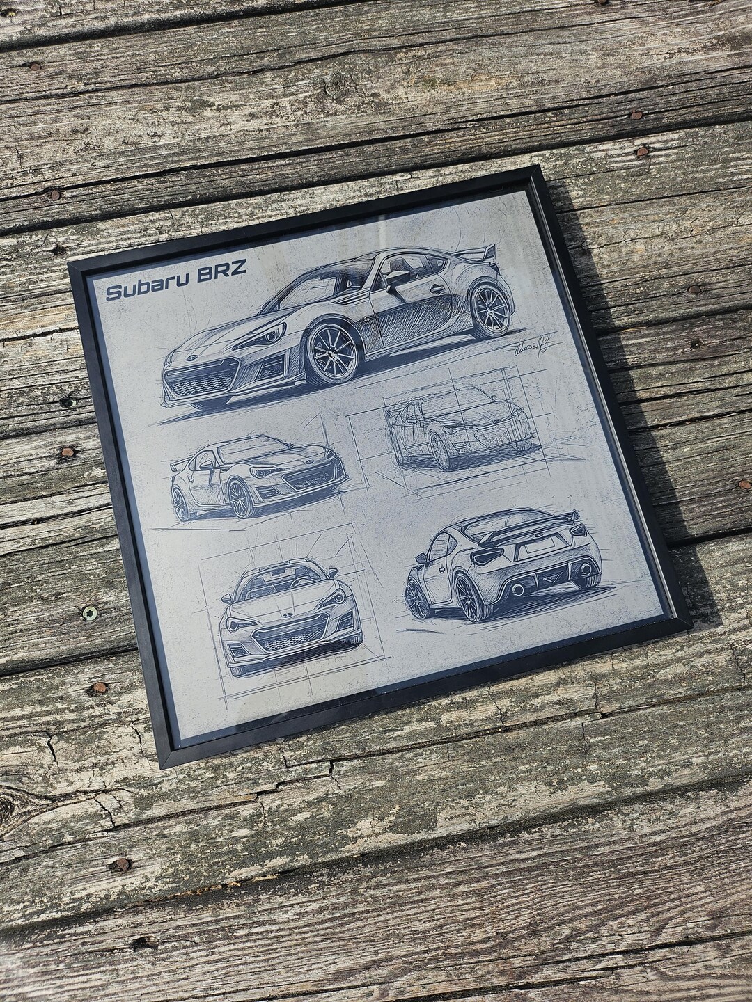 Subaru BRZ Blueprint – Laser Engraved Aluminum Car Art | Framed Wall ...