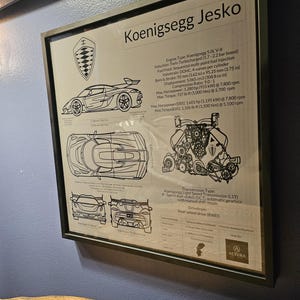 Koenigsegg Jesko Blueprint – Laser Engraved Aluminum Hypercar Art ...