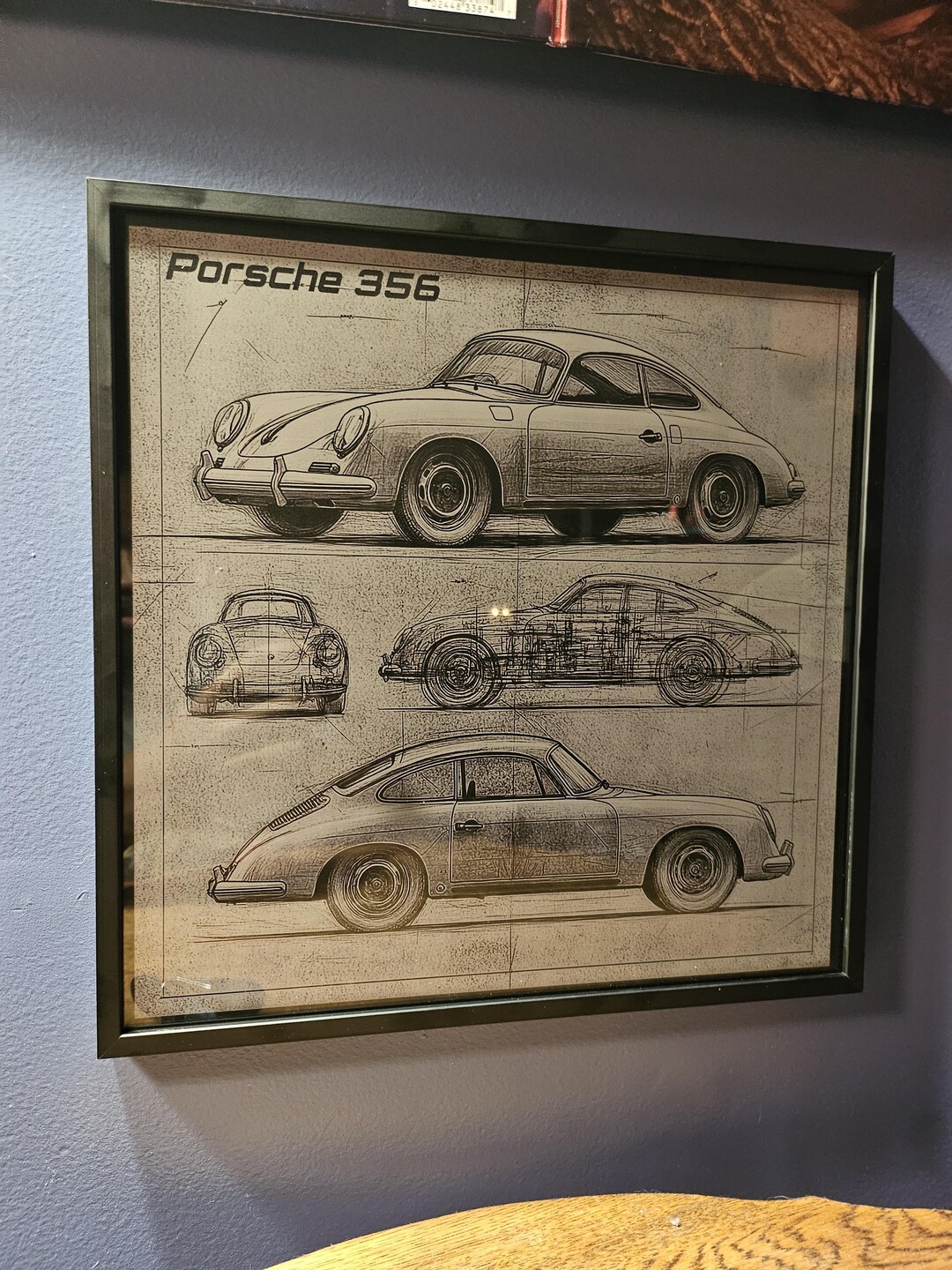 Porsche 356 Blueprint – Vintage Sports Car Laser Engraved Wall Art ...