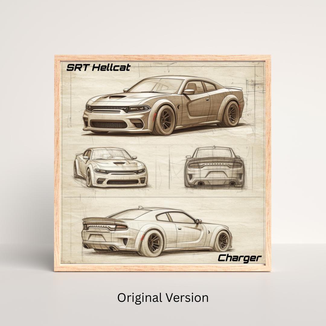Dodge Charger SRT Hellcat Blueprint Digital Download - Printable Car ...