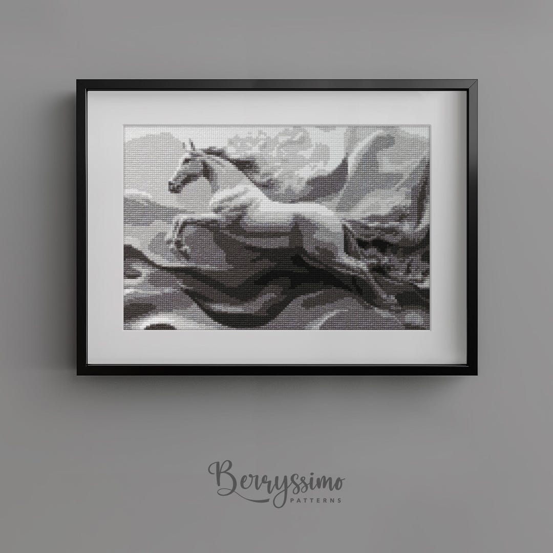 Galloping Horse Cross Stitch Pattern, Majestic Horse Embroidery ...