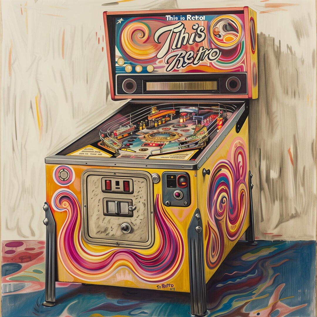 Colorful Retro Pinball Machine Digital Art File for Retro Lovers and ...