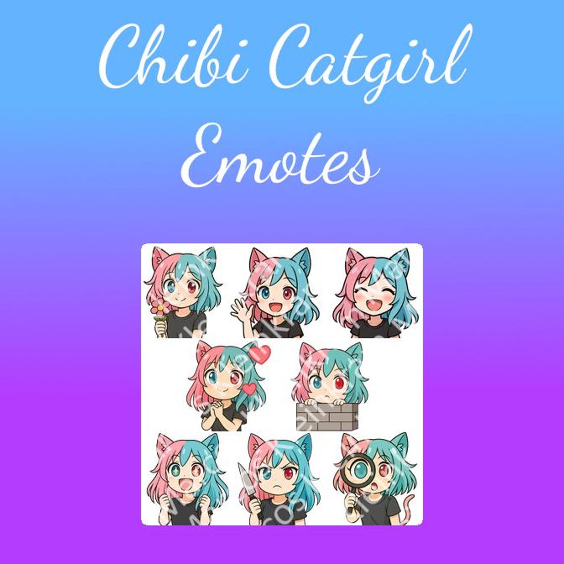 Chibi Catgirl Emotes in PNG Format for Your Channel - Etsy Canada