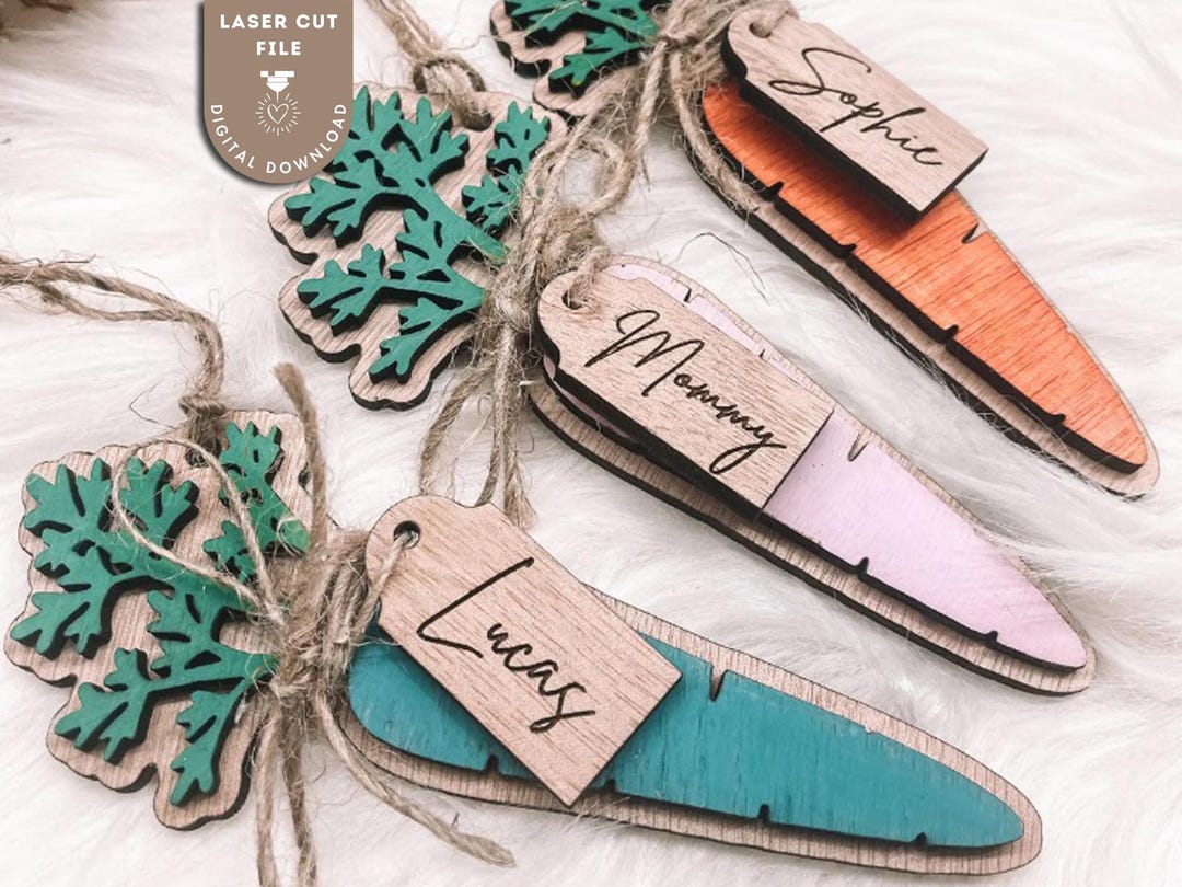 Easter Basket Carrot Tag, Name Tags Svg, Carrot Bunny Ears Tags Svg ...