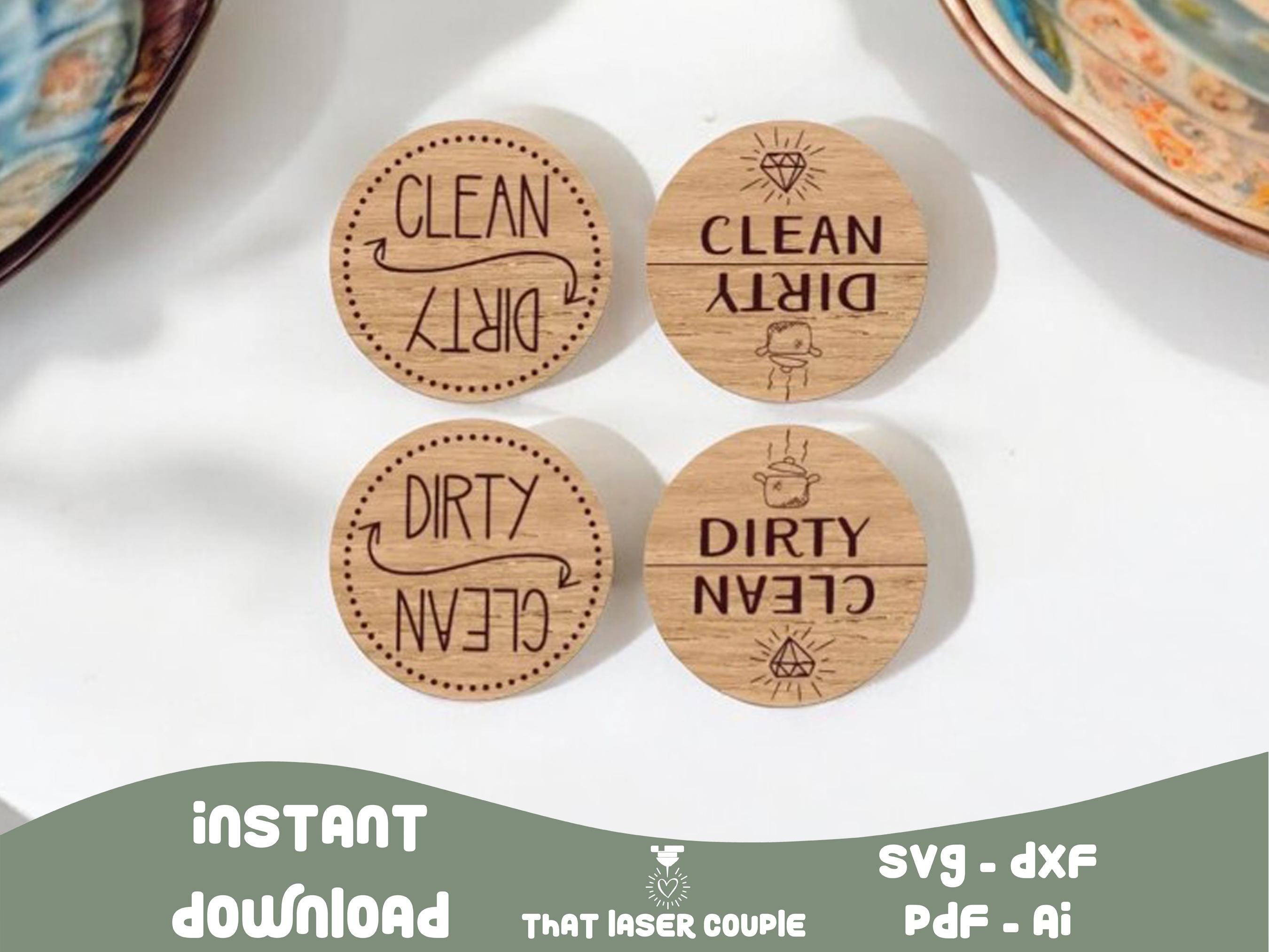 SVG Laser Cut File, Clean Dirty Dishwasher Magnets, Kitchen Gift ...