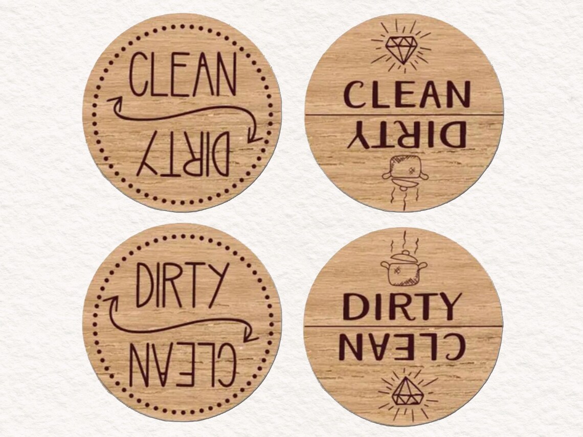 SVG Laser Cut File, Clean Dirty Dishwasher Magnets, Kitchen Gift ...