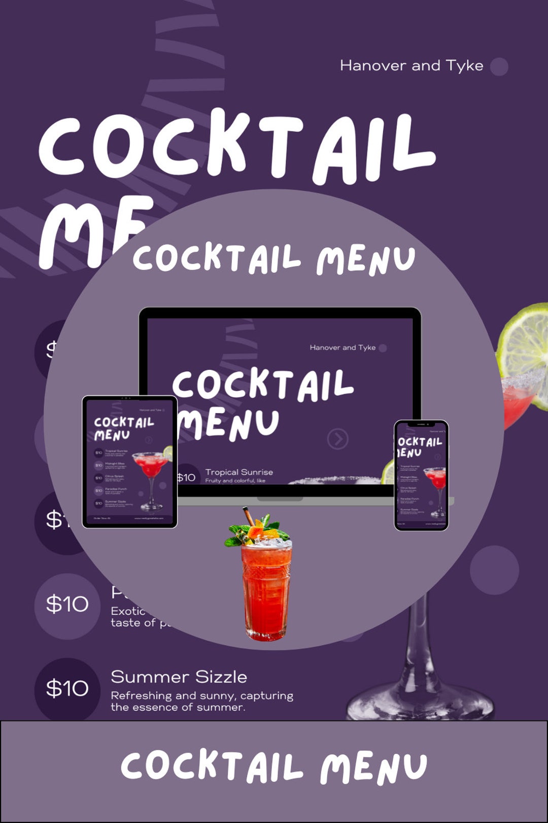 Cocktail Menu With Matching Shooters List, Fully Editable Template ...
