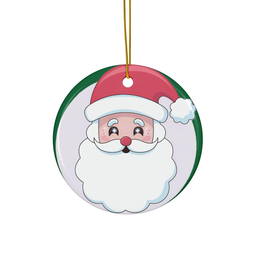 Round and Heart Shaped Santa Ornaments for Christmas Tree Ceramic ...