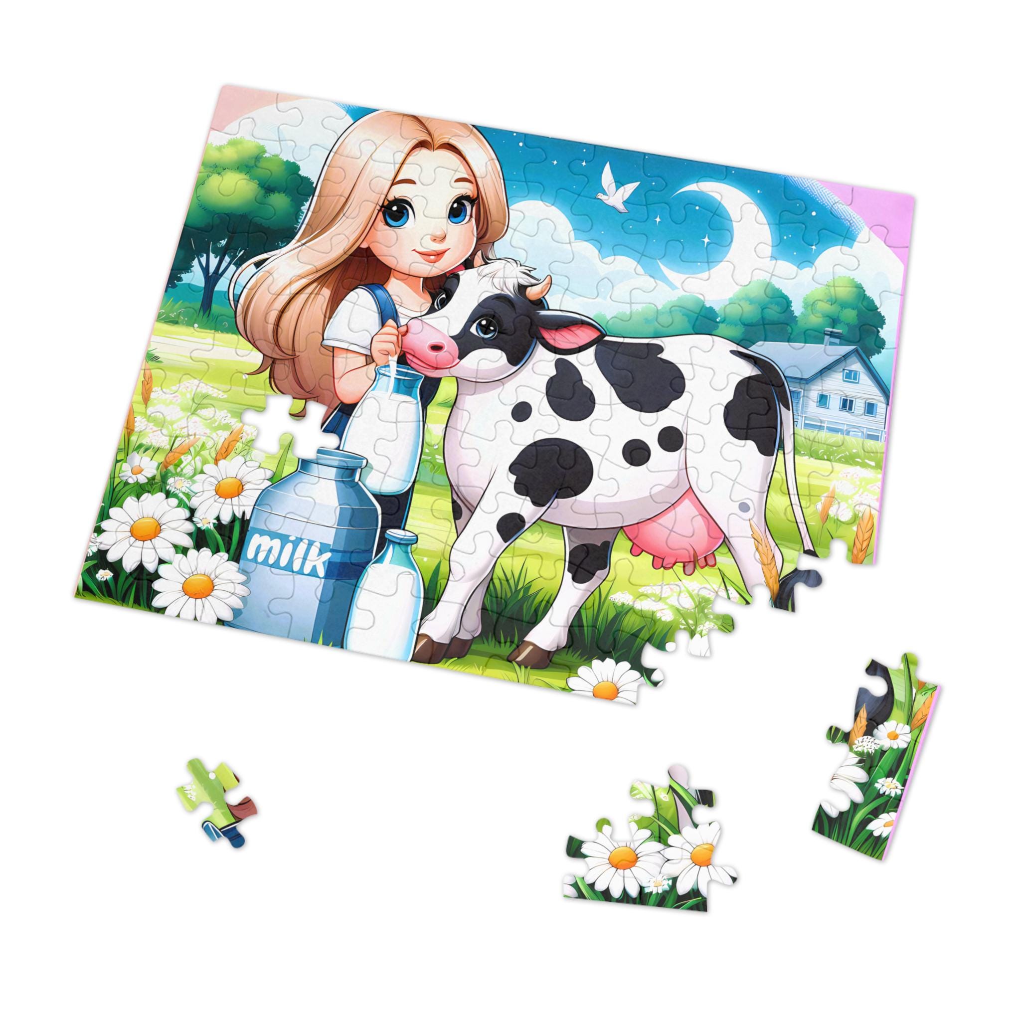 Charming Farm Girl and Cow Jigsaw Puzzle (30 and 110 Piece) - Etsy