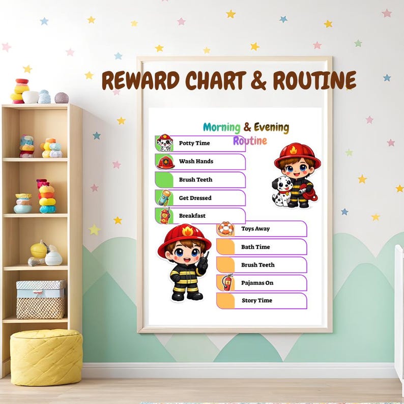 Firefighter Reward Chart Printable, Potty Training Sticker, Montessori ...