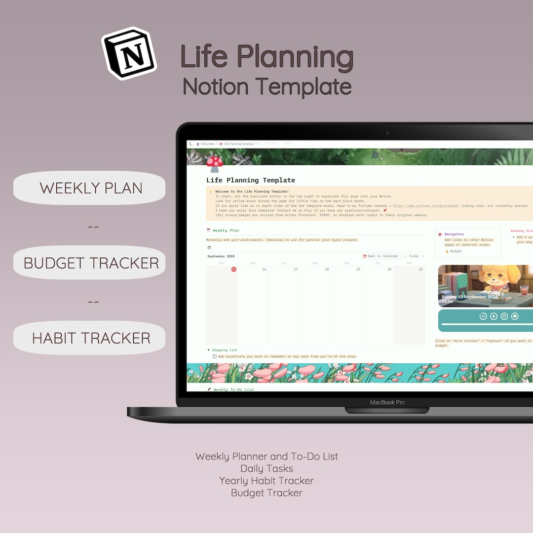 Notion Life Planning Template Pinterest Book Aesthetic - Etsy