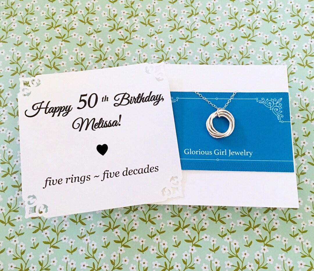 5 Rings for 5 Decades 50th BIRTHDAY Gift for Women Fifty and Fabulous ...