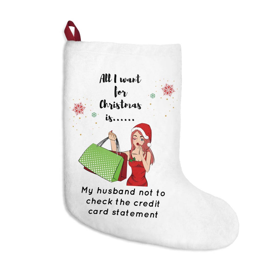 Christmas Stockings, Funny Christmas Shopping Quote, Holiday Stockings ...