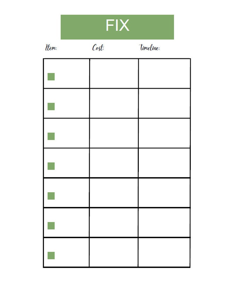 Printable Home To-do List Projects and Fix List Template - Etsy