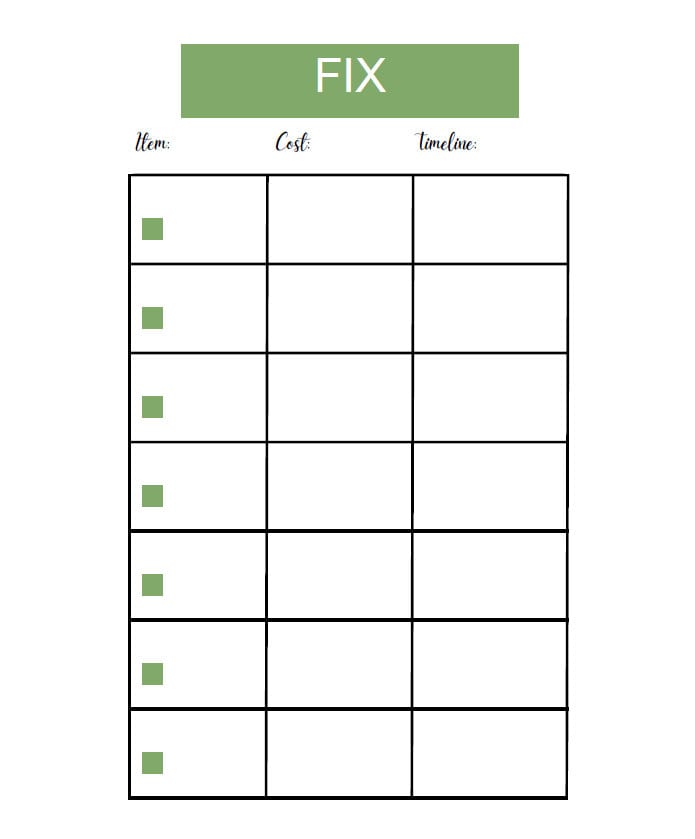 Printable Home To-do List Projects and Fix List Template - Etsy