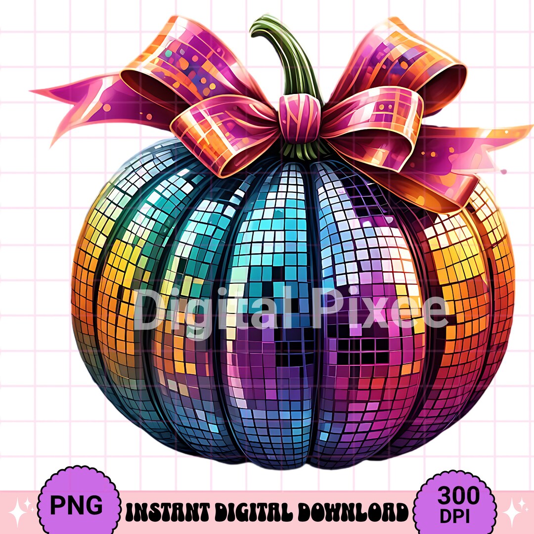 Disco Pumpkin PNG Digital Art Download Retro Autumn PNG Halloween ...