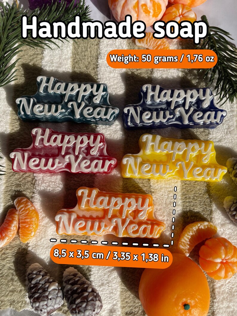 Handmade 10 Pcs "happy New Year" Soap Favors With Silver Shine – Bulk ...