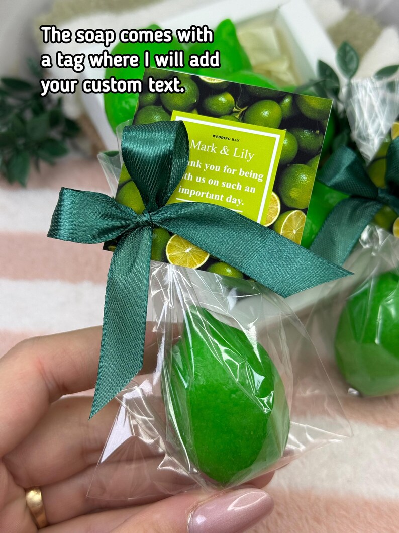 5 Pcs Handmade Lime Soap Favors With Personalized Tag, Guest Gifts ...
