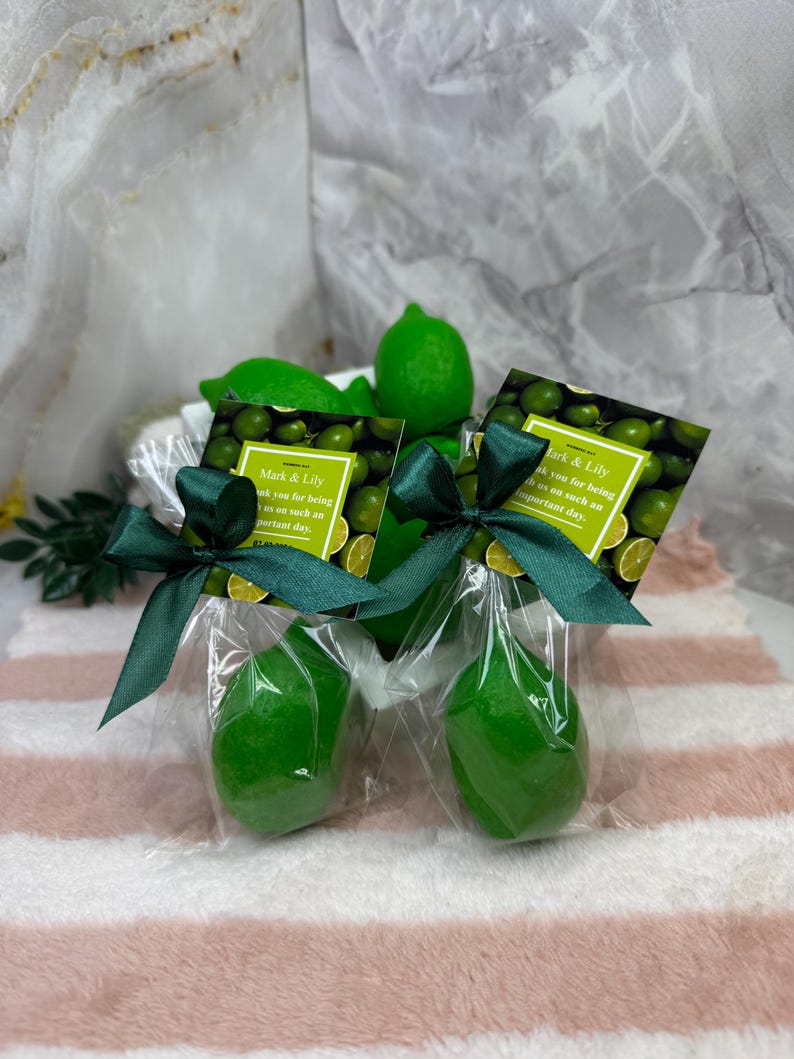 5 Pcs Handmade Lime Soap Favors With Personalized Tag, Guest Gifts ...