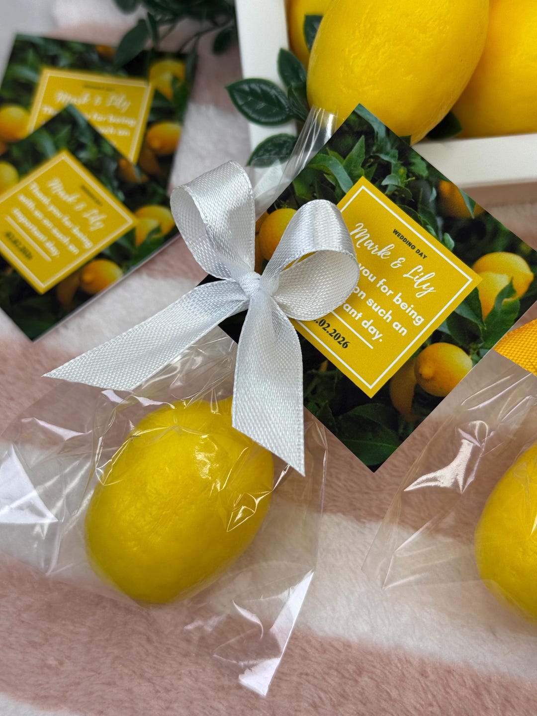 Handmade Lemon Soap Favors With Personalized Tag, Birthday Favor, Guest ...