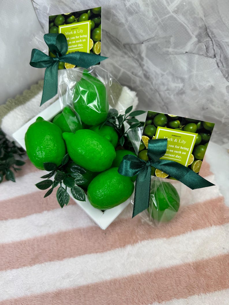 5 Pcs Handmade Lime Soap Favors With Personalized Tag, Guest Gifts ...
