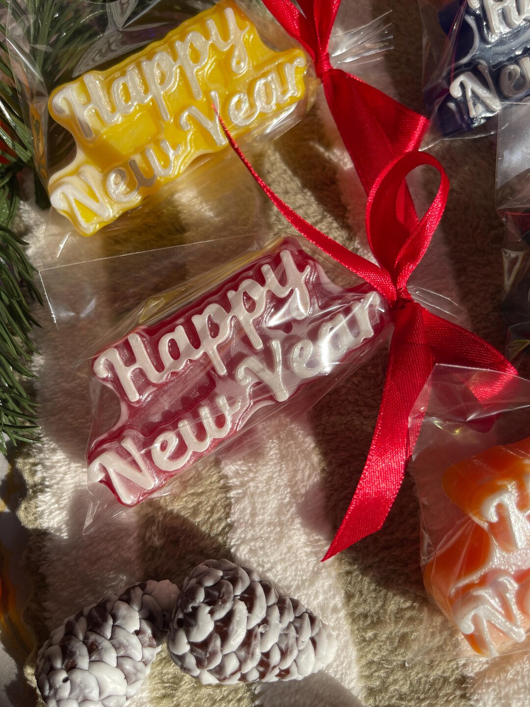 Handmade 10 Pcs "happy New Year" Soap Favors With Silver Shine – Bulk ...