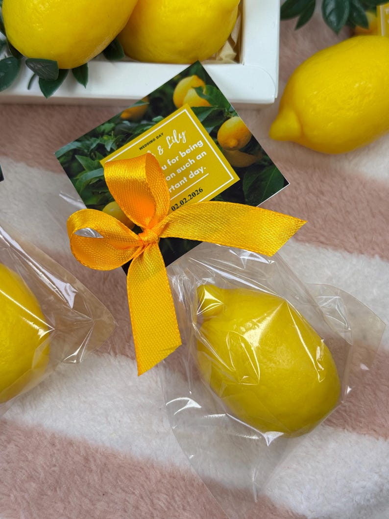 Handmade Lemon Soap Favors With Personalized Tag, Birthday Favor, Guest ...