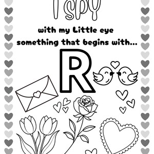 Preschool I SPY Valentine's Day Alphabet Coloring Pages Heart Love Long ...