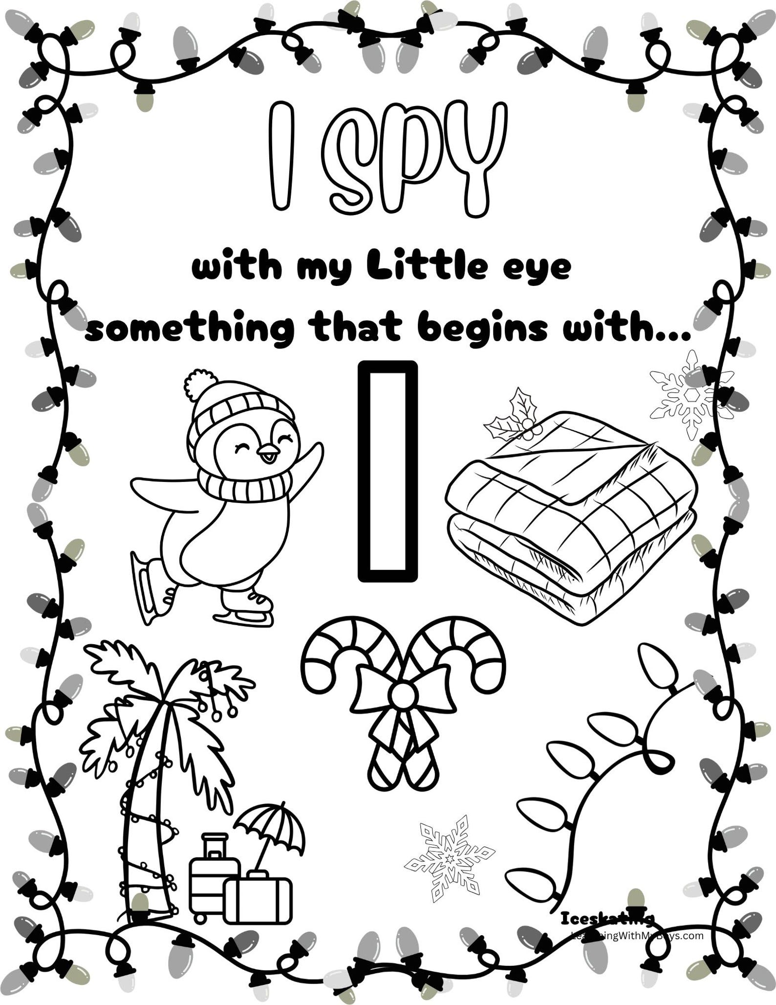 Preschool I SPY Christmas Alphabet Coloring Pages Winter Family Long ...