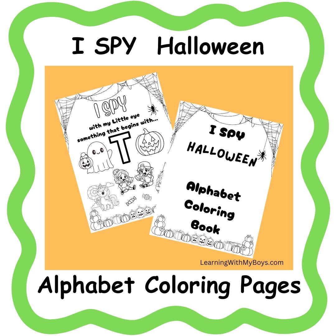Preschool I SPY Halloween Alphabet Coloring Pages Fall Autumn Long ...