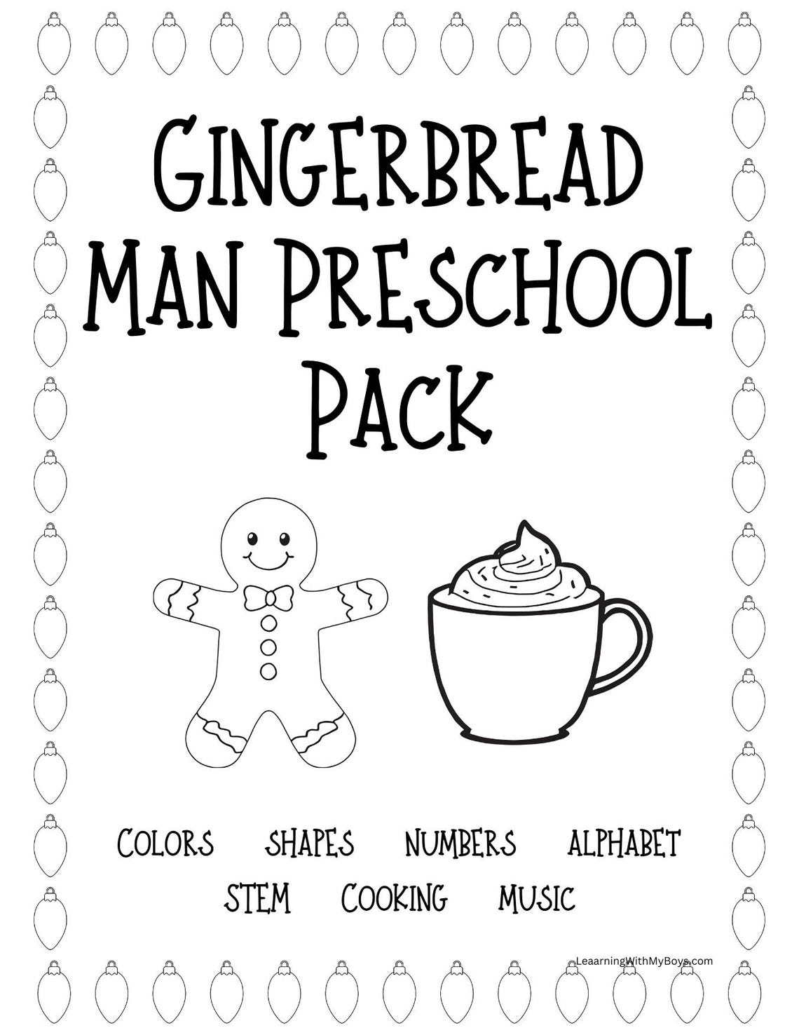 Gingerbread Man Christmas Preschool /toddler Math & Literacy Activity ...