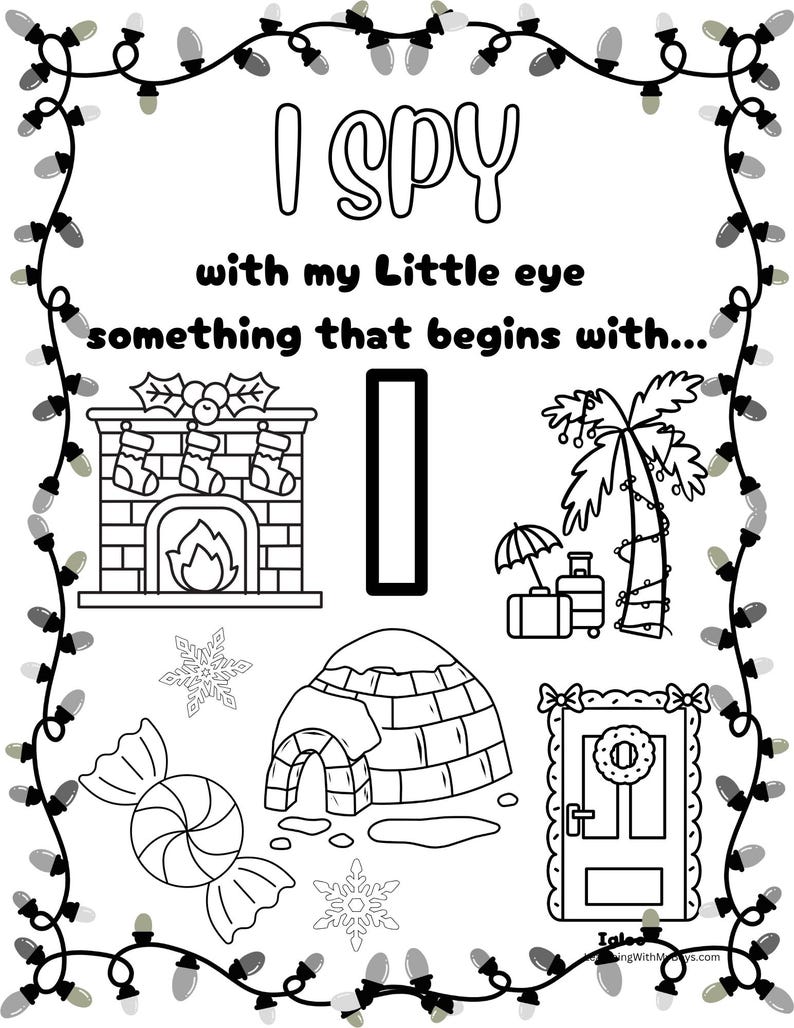 Preschool I SPY Christmas Alphabet Coloring Pages Winter Family Long ...