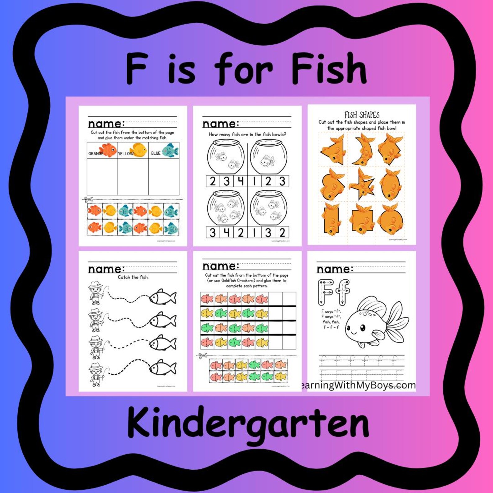 Letter F is for Fish, Firefighter, Flower Preschool Pack Digital ...