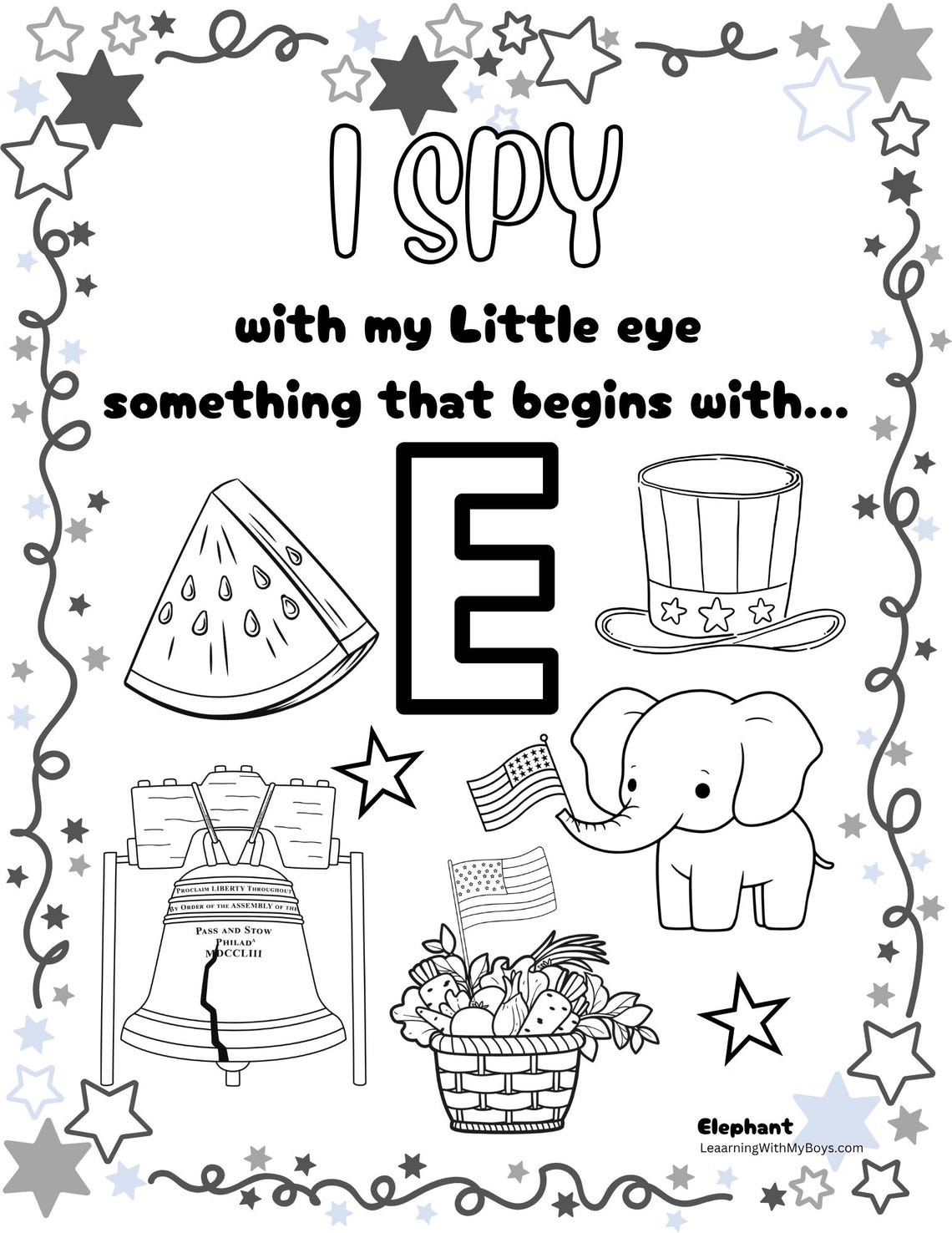 Preschool "i Spy" 4th Fourth of July Alphabet Coloring Pages Worksheets ...