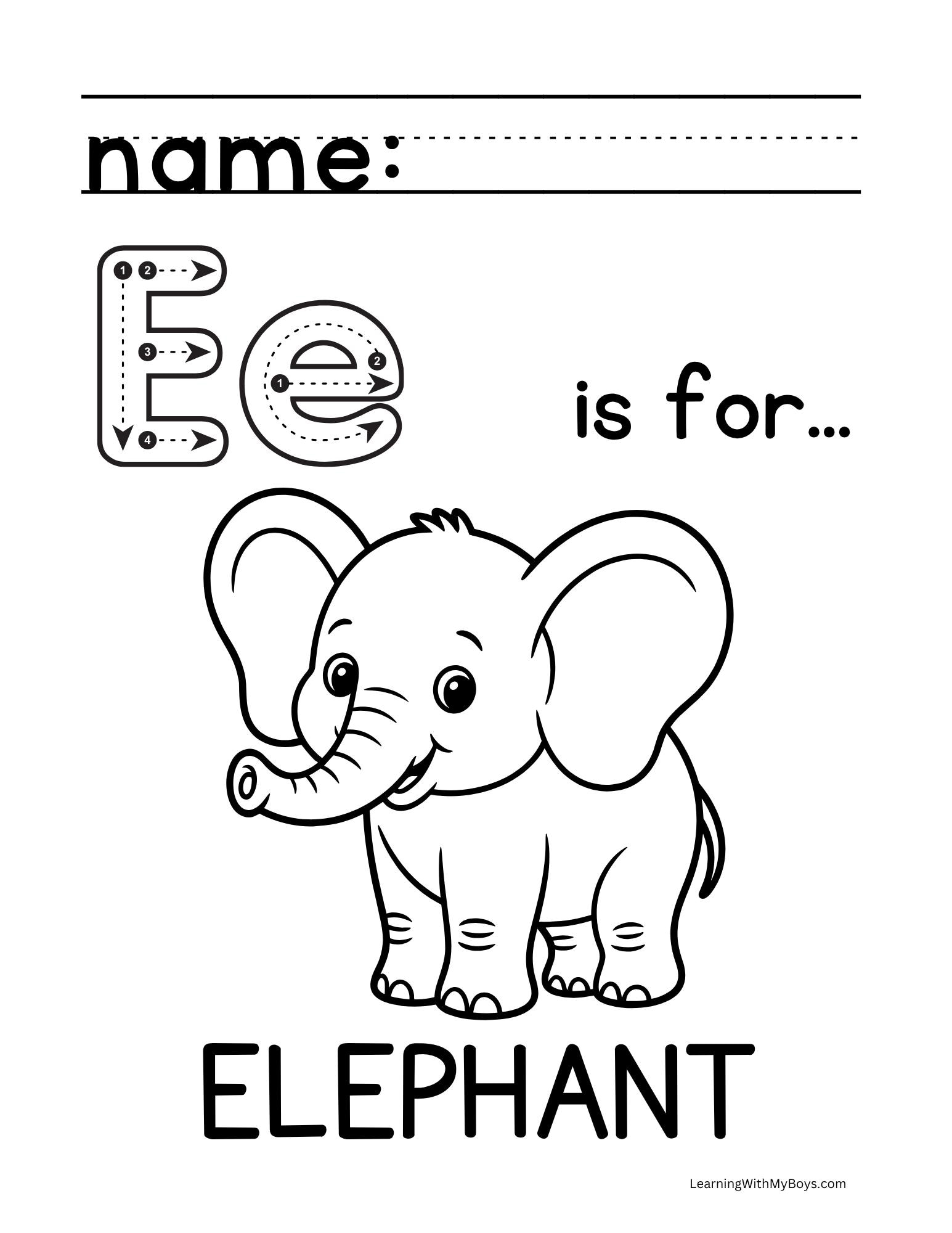 Letter E is for Elephant, Egg, Elk Preschool Pack Digital Download - Etsy