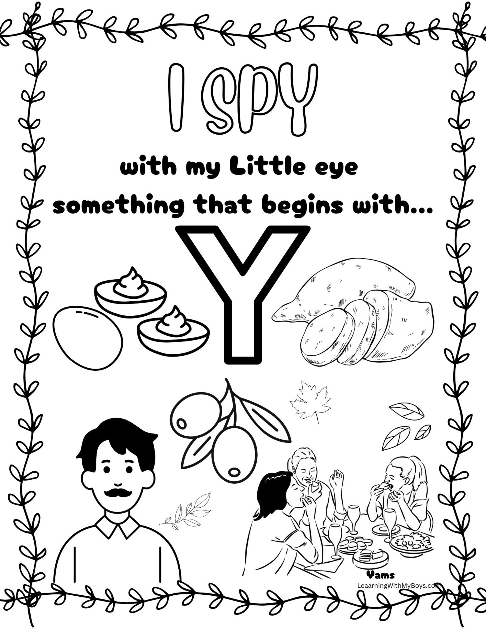 Preschool I SPY Thanksgiving Alphabet Coloring Pages Family Autumn Long ...